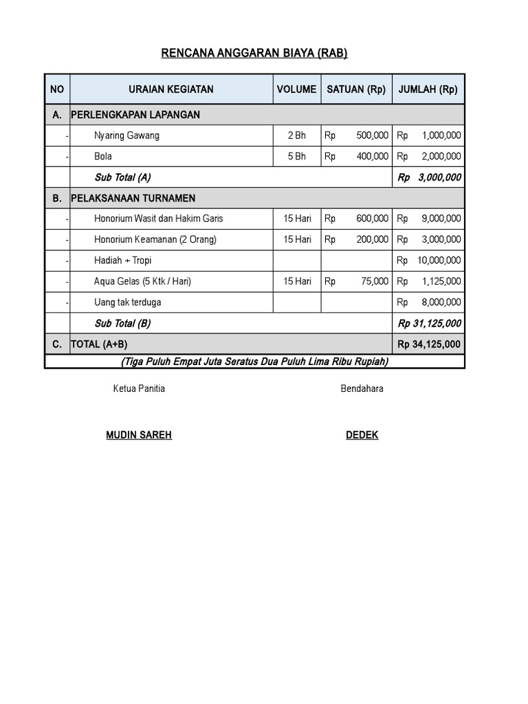 Rab Proposal Turnamen Bola Kaki | PDF