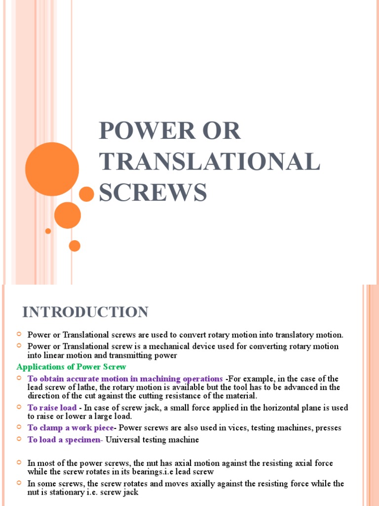 Design of Power Screws | PDF | Buckling | Screw