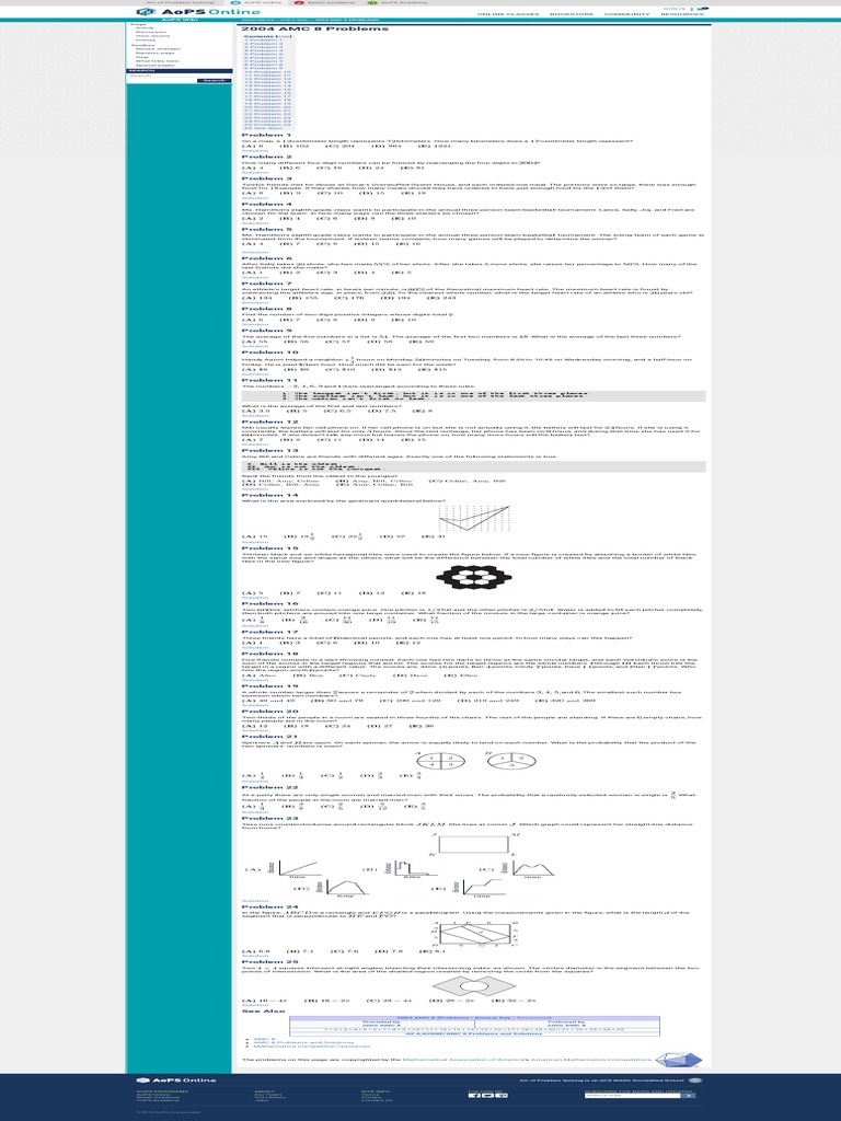 2004 Amc 8 Problems: Aops Wiki | PDF | Rectangle | Elementary Geometry
