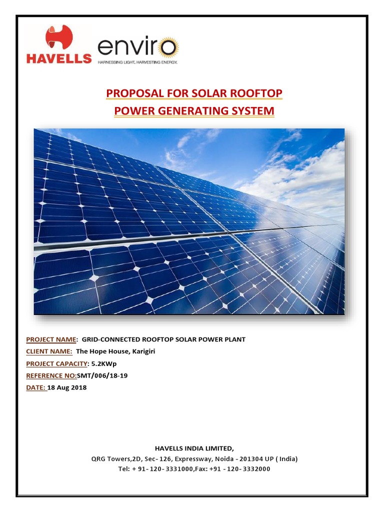 Proposal For Solar Rooftop Power Generating System | PDF | Photovoltaic ...