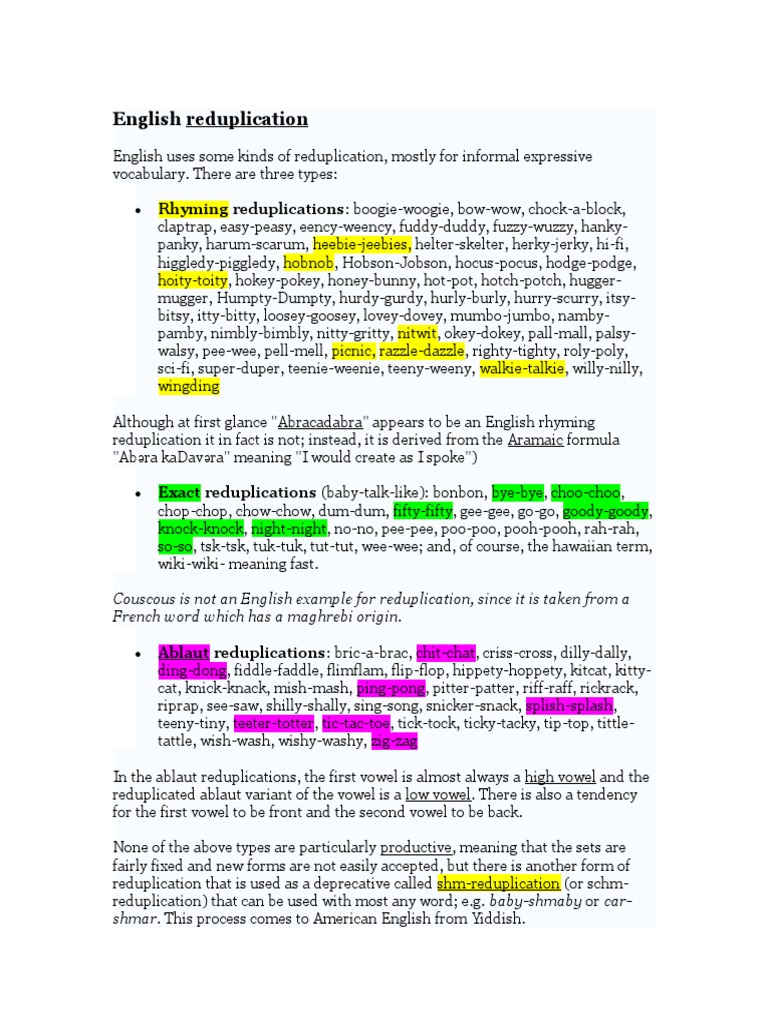 Reduplication Echo | PDF | Lexicology | Philology