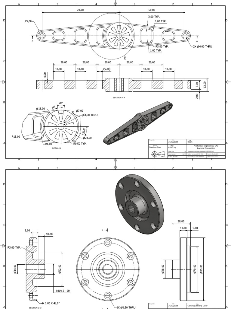 Mechanical Engineering Cad Drawings | PDF | Engineering Tolerance | Piston
