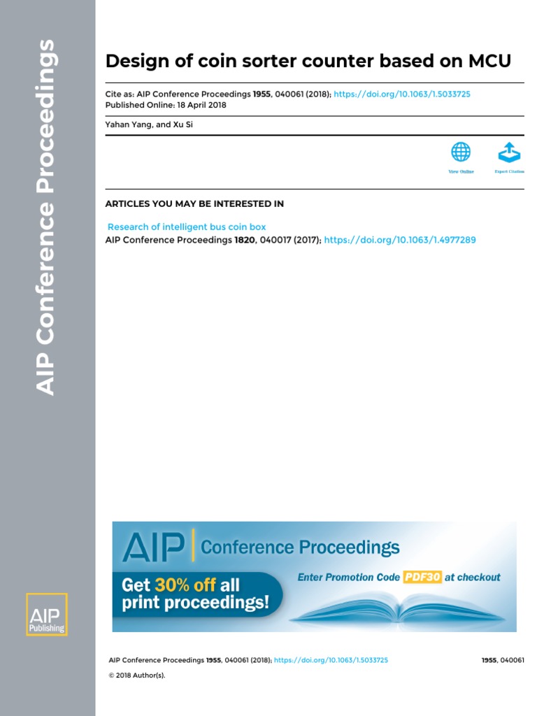 Design of Coin Sorter Counter Based On MCU: Articles You May Be Interested in | PDF | Power ...