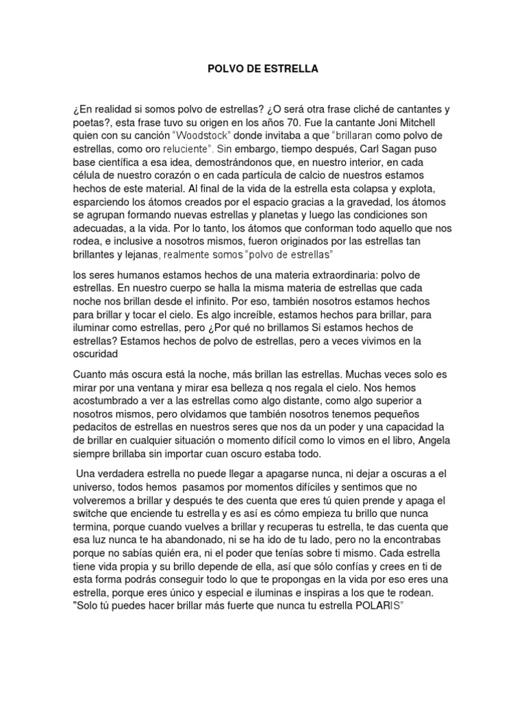 Polvo de Estrella | Descargar gratis PDF | Estrellas | Vida