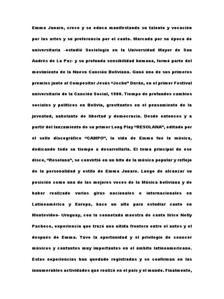 Biografía de Emma Junaro: Música y Arte | PDF | Arte | Poesía