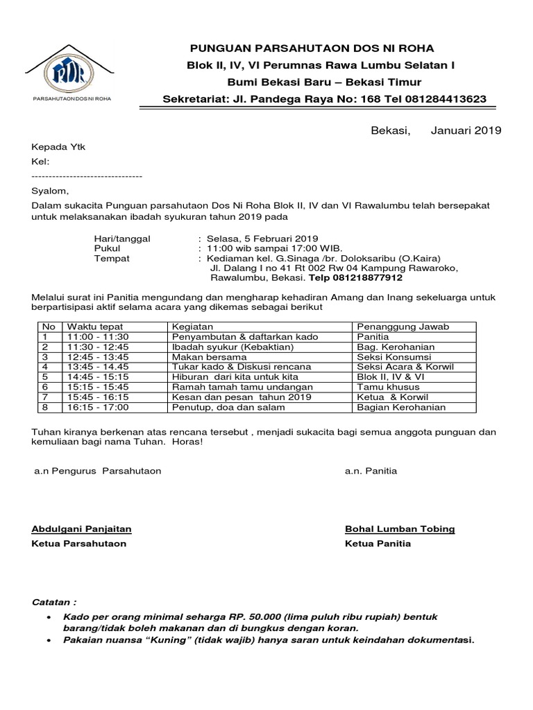 Undangan Bona Taon | PDF
