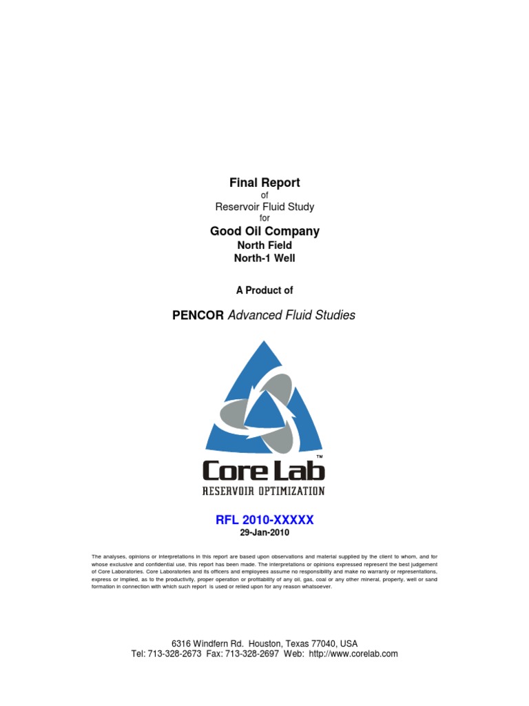 Good Oil Co Black Oil PVT Study | PDF | Chromatography | Pressure