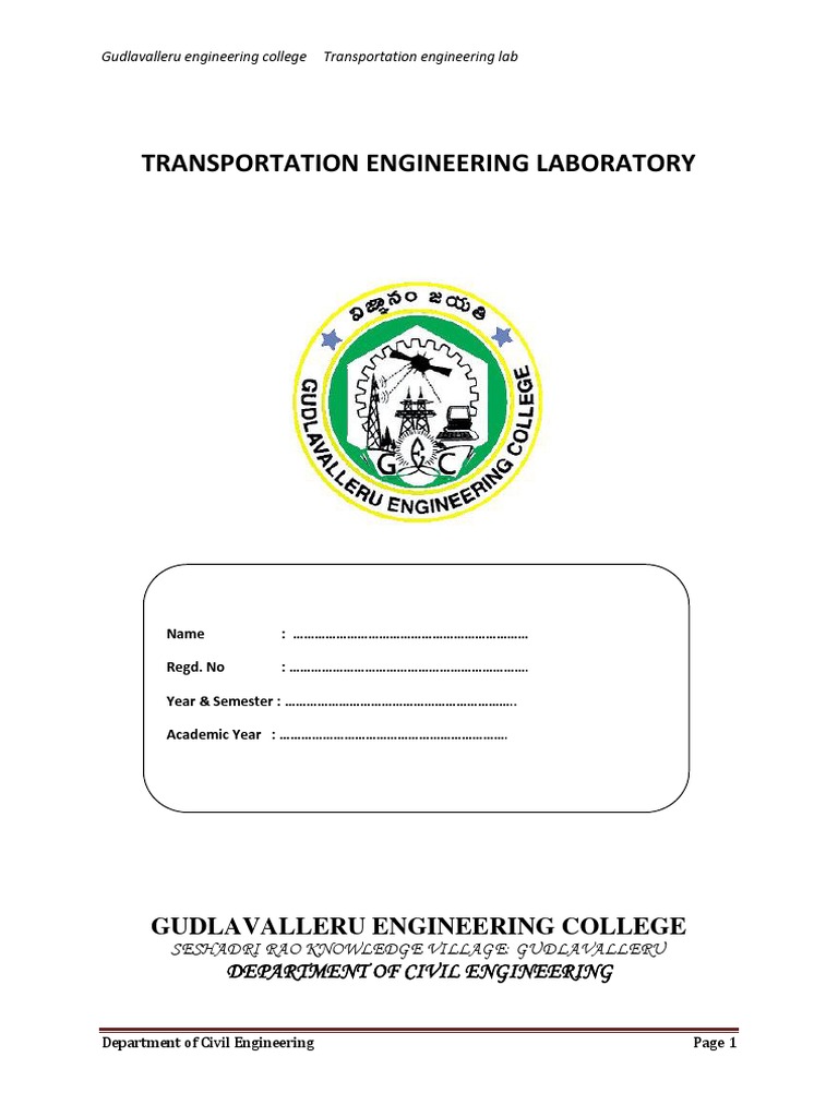 TransportationEngineeringLabmanual PDF | PDF | Wear | Road Surface
