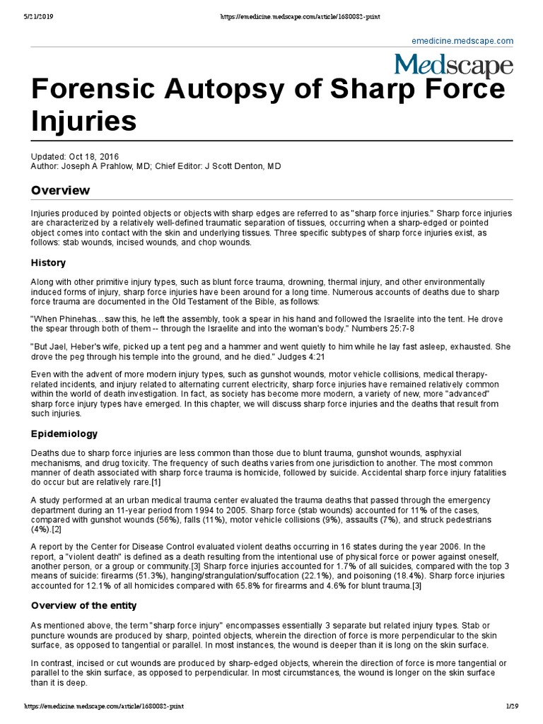 Forensic Autopsy of Sharp Force Injuries: History | PDF | Autopsy | Wound