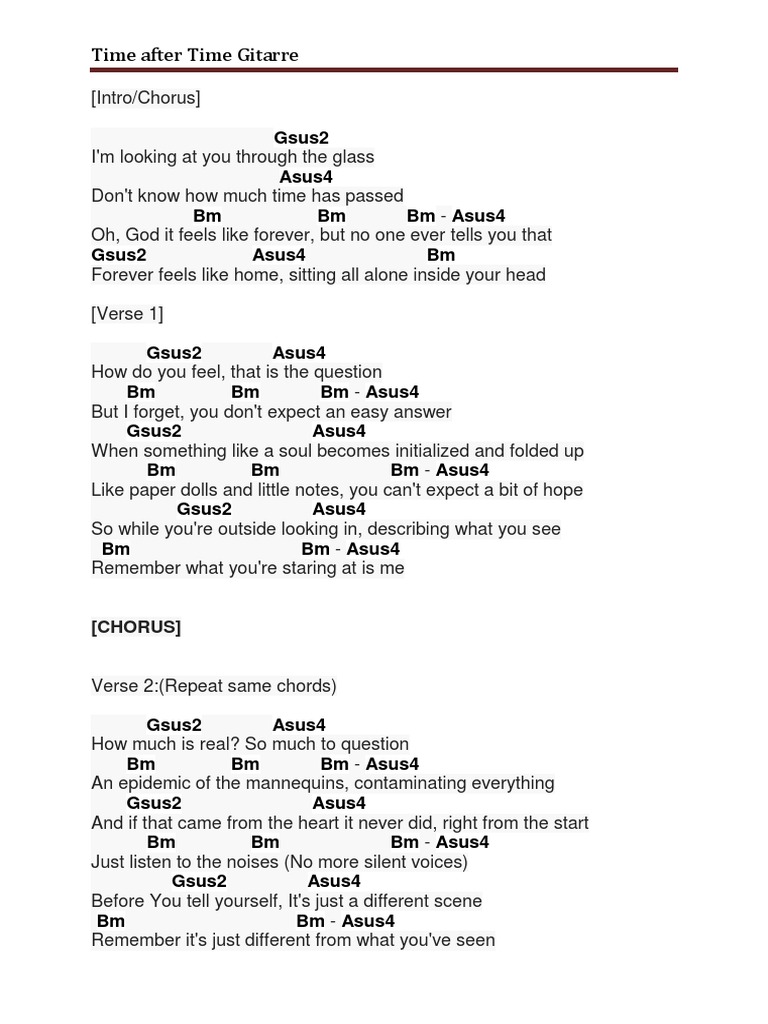 Time After Time Guitar Chords: A Guide to Playing the Cyndi Lauper Hit ...