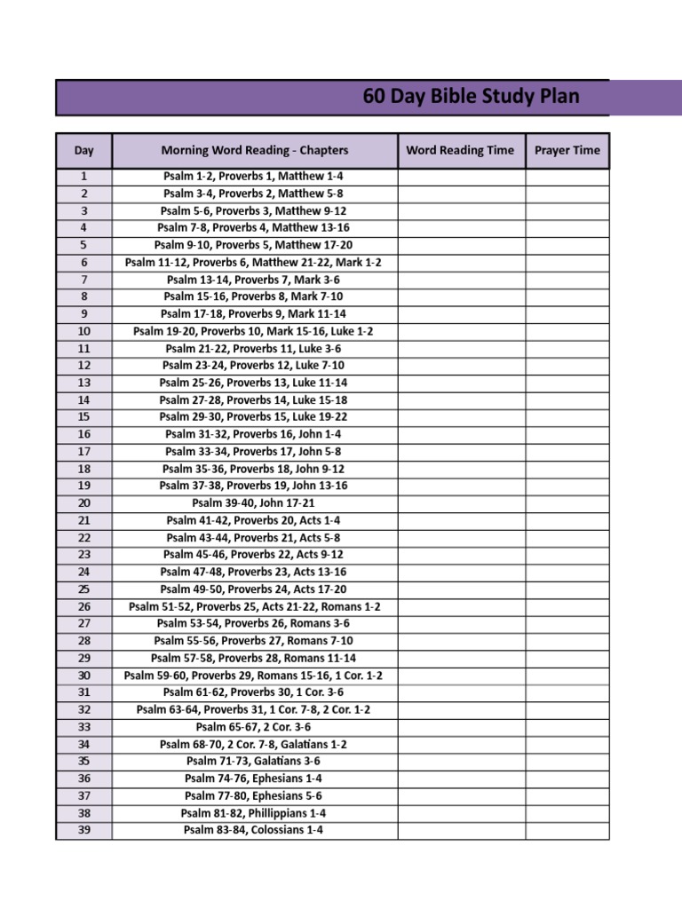 60-Day Bible Study Plan | PDF | Book Of Genesis | Acts Of The Apostles