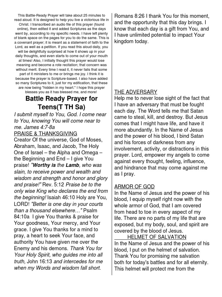 Spiritual Warfare Prayer Guide | PDF | Sin | Forgiveness