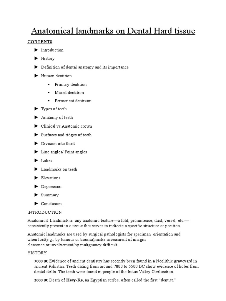 1 Anatomical Landmarks of Dental Hard Tissues | PDF | Mouth | Dentistry ...