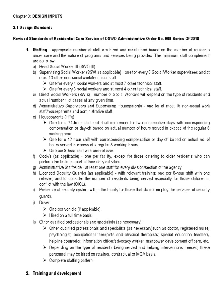 DSWD Residential Facilities Design Standards | PDF | Room | Emergency ...