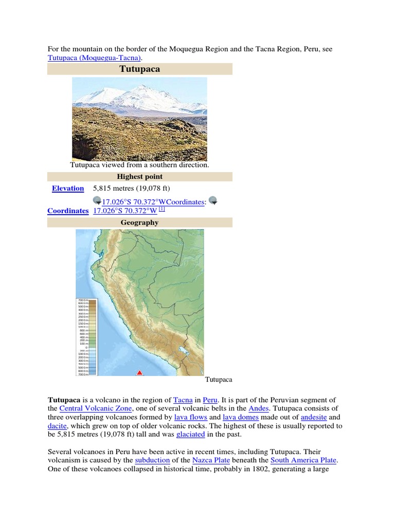 Tutupaca (Moquegua-Tacna) | PDF | Geology | Volcanology