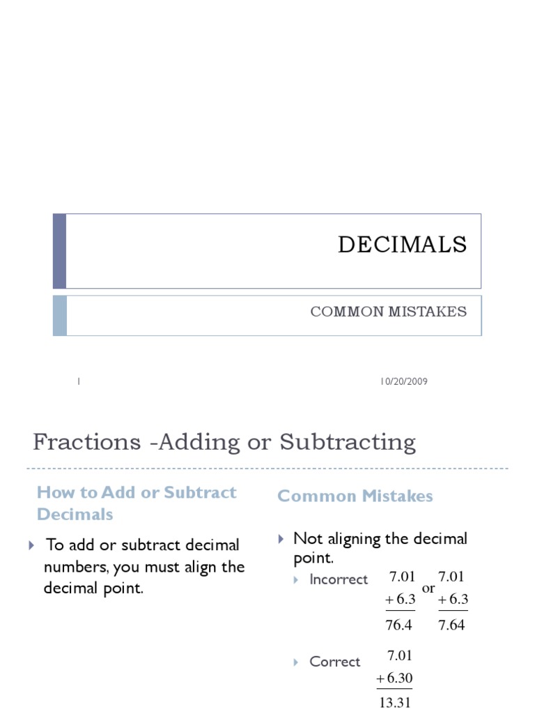 Common Decimal Mistakes Explained Pdf Fraction Mathematics