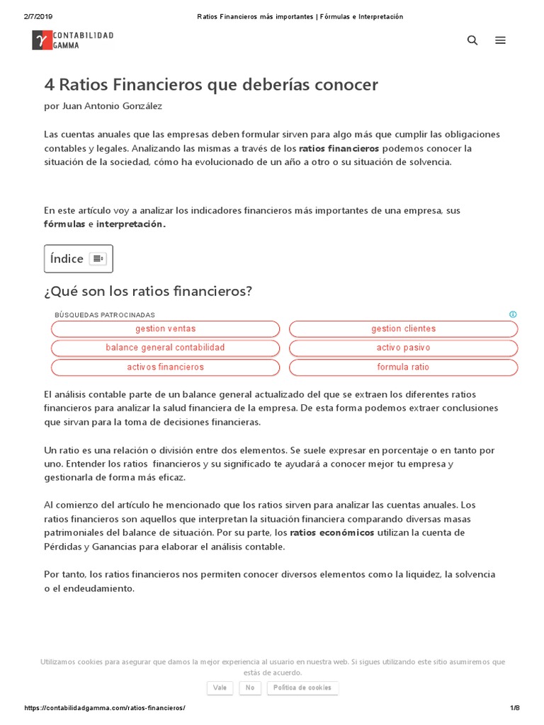 Ratios Financieros más importantes _ Fórmulas e Interpretación.pdf ...