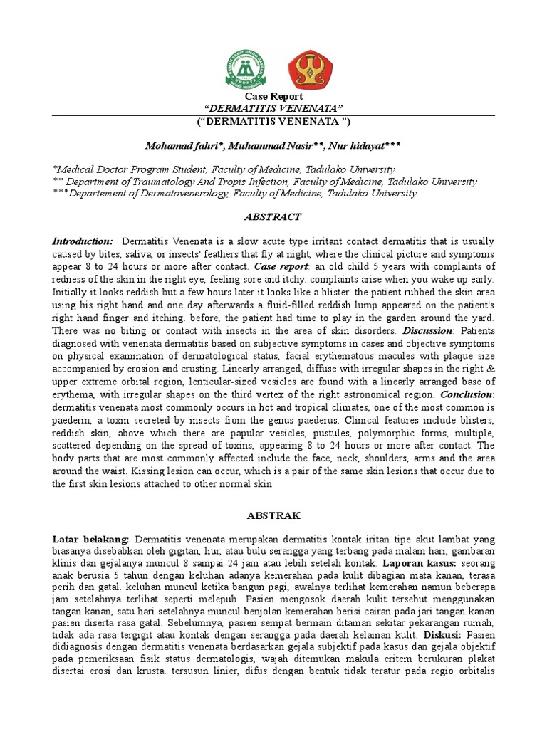 Moh - Fahri (Dermatitis Venenata) | PDF | Dermatology | Cutaneous ...