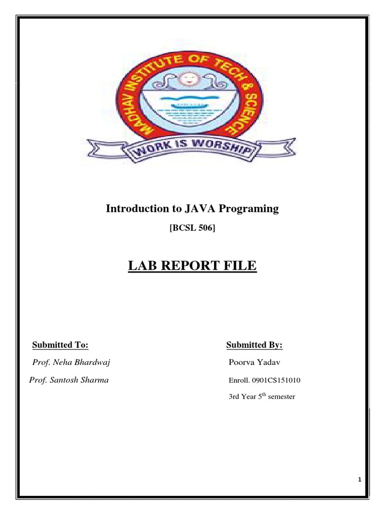 Lab Report File: Introduction To JAVA Programing | PDF | Computer ... Lab Report File: Introduction To JAVA Programing | PDF | Computer ...