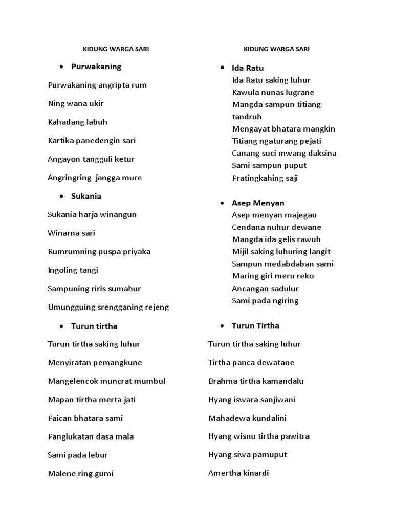 Kidung Warga Sari | PDF