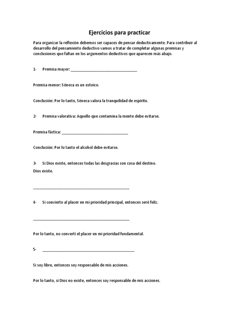 Ejercicios para Practicar Argumentos | PDF