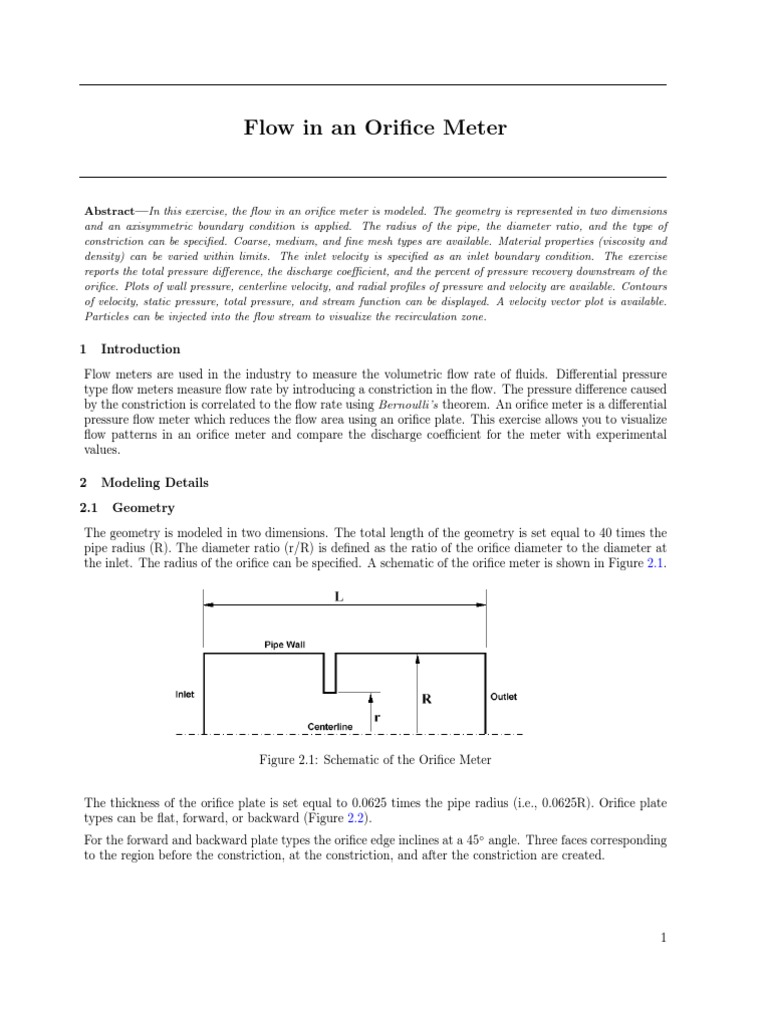 Modeling and Visualization of Flow Through an Orifice Meter | PDF ...