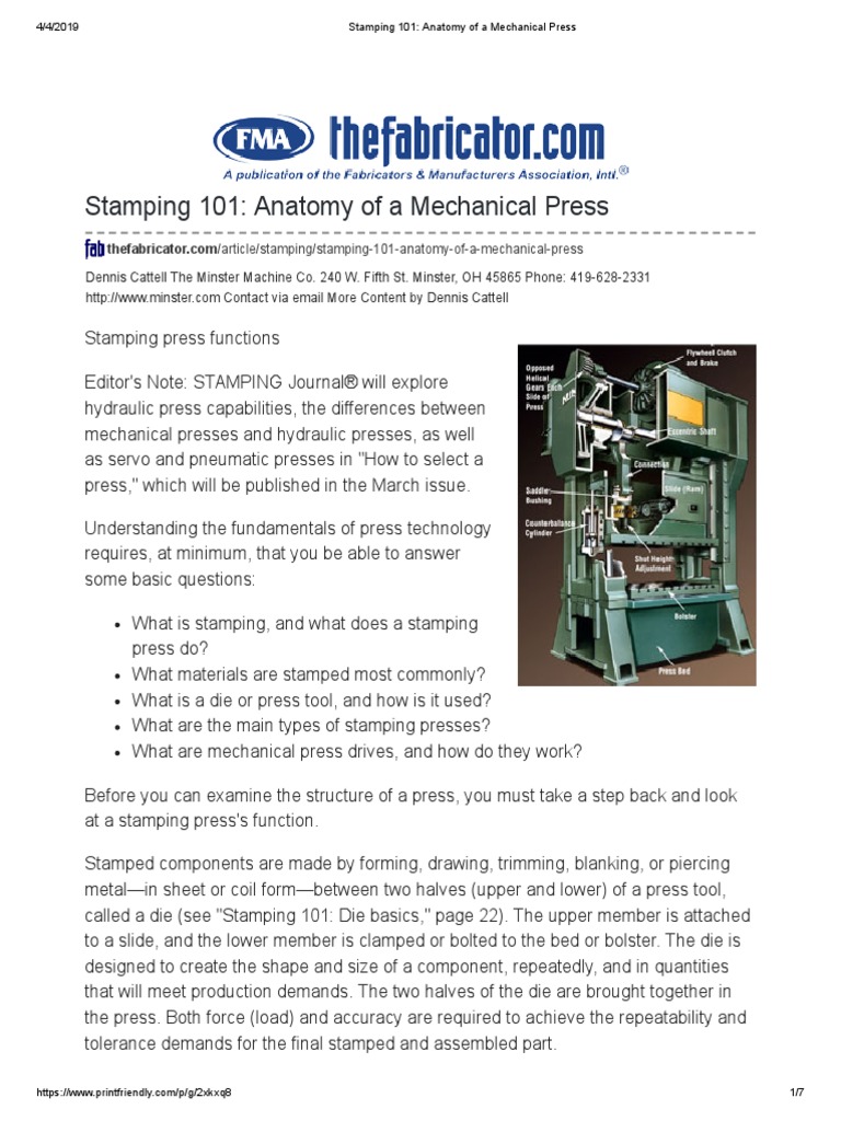 Anatomy of Mechanical Press | PDF | Transmission (Mechanics) | Clutch