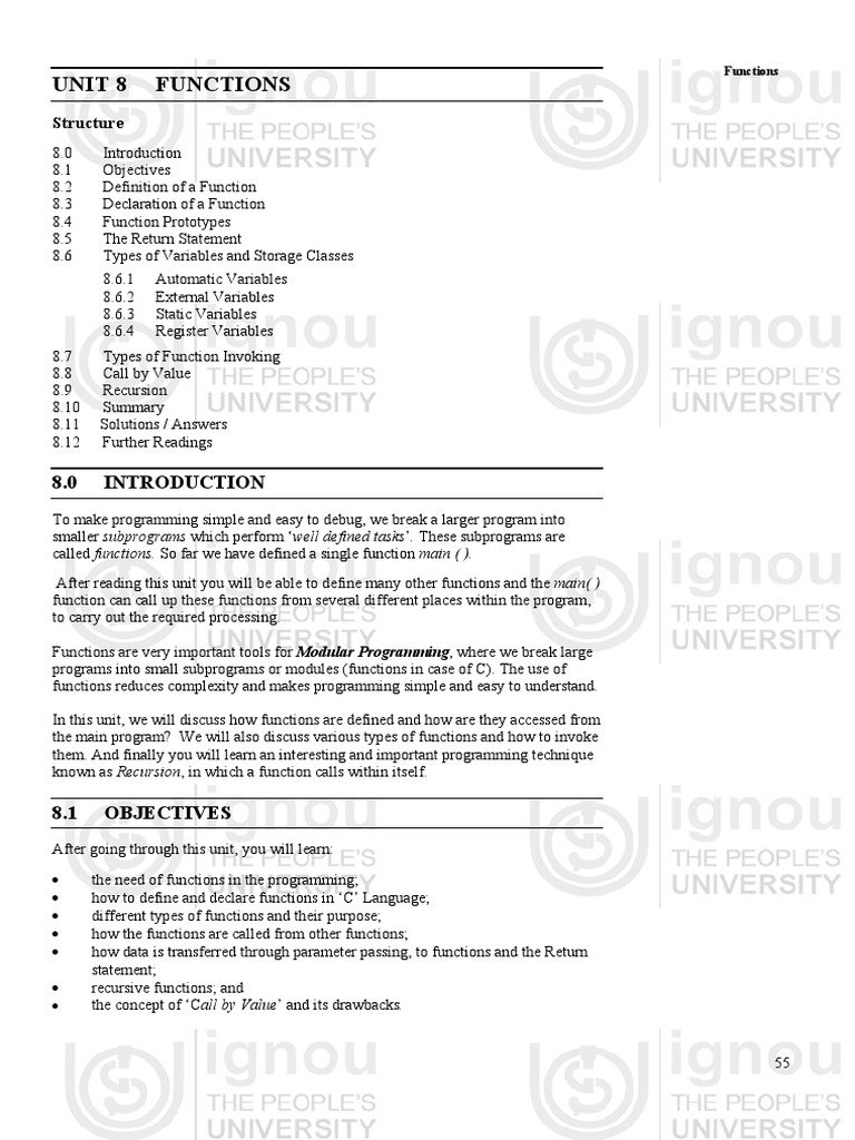 Unit 8 Functions: Structure | Download Free PDF | Parameter (Computer ...