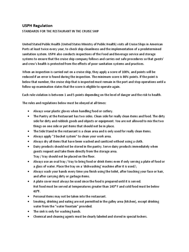 USPH Regulation | PDF | Bleach | Restaurants