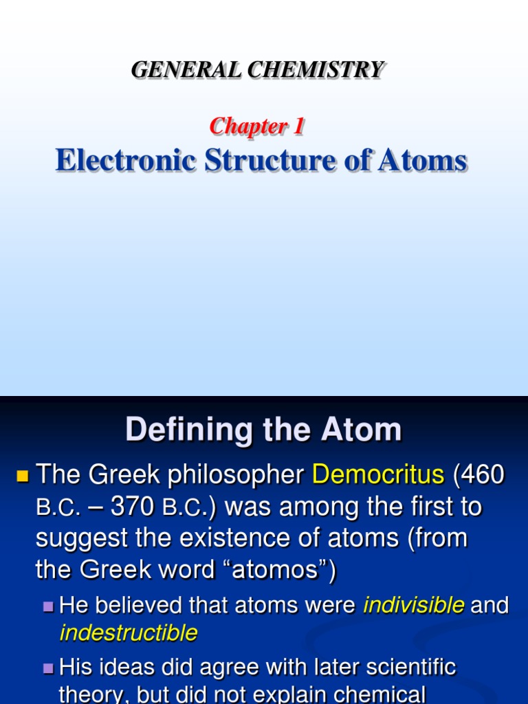 Electronic Structure of Atoms: General Chemistry | PDF | Atomic Nucleus ...