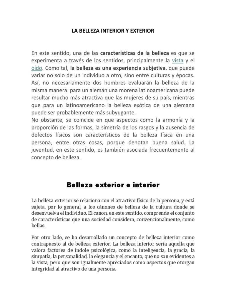 La Belleza Interior y Exterior | PDF