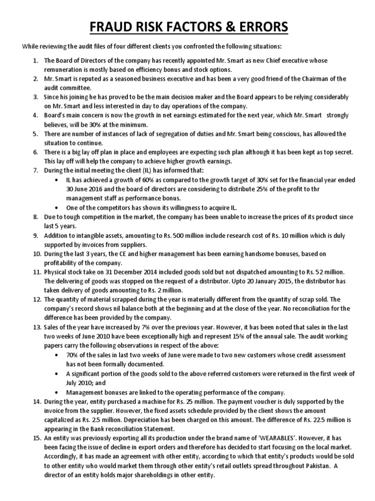 Fraud Risk Factors | PDF | Board Of Directors | Employment