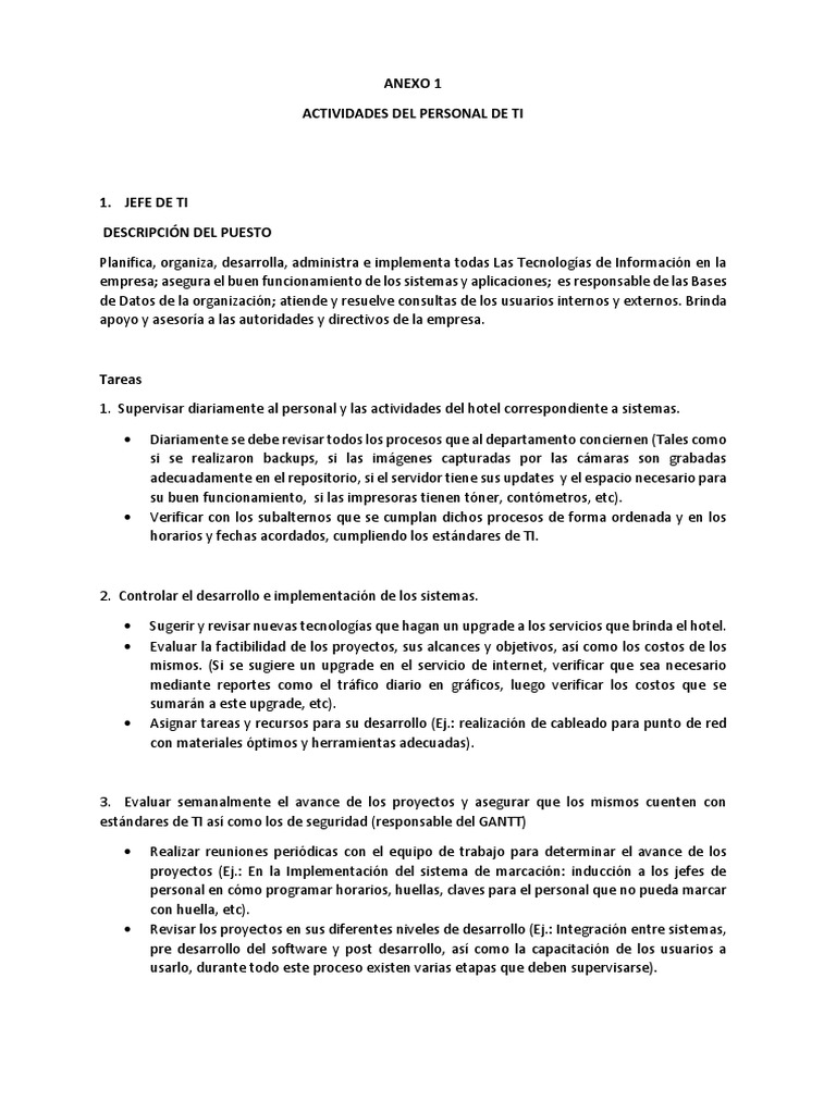 Actividades del Personal de TI | PDF | Computadoras personales ...