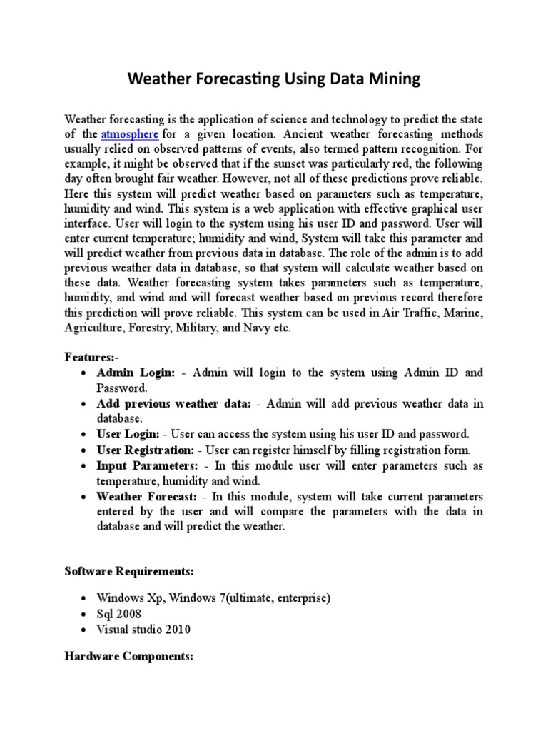 Weather Forecasting Using Data Mining: Atmosphere | PDF | Weather ...