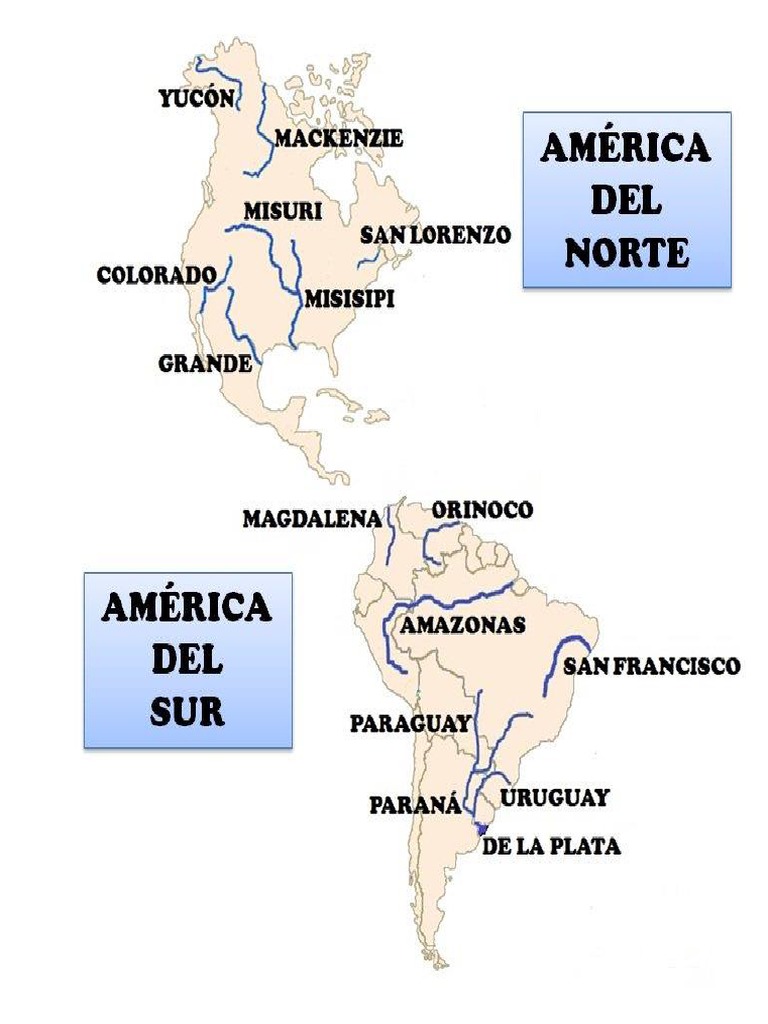 Mapa America Con Rios Principales