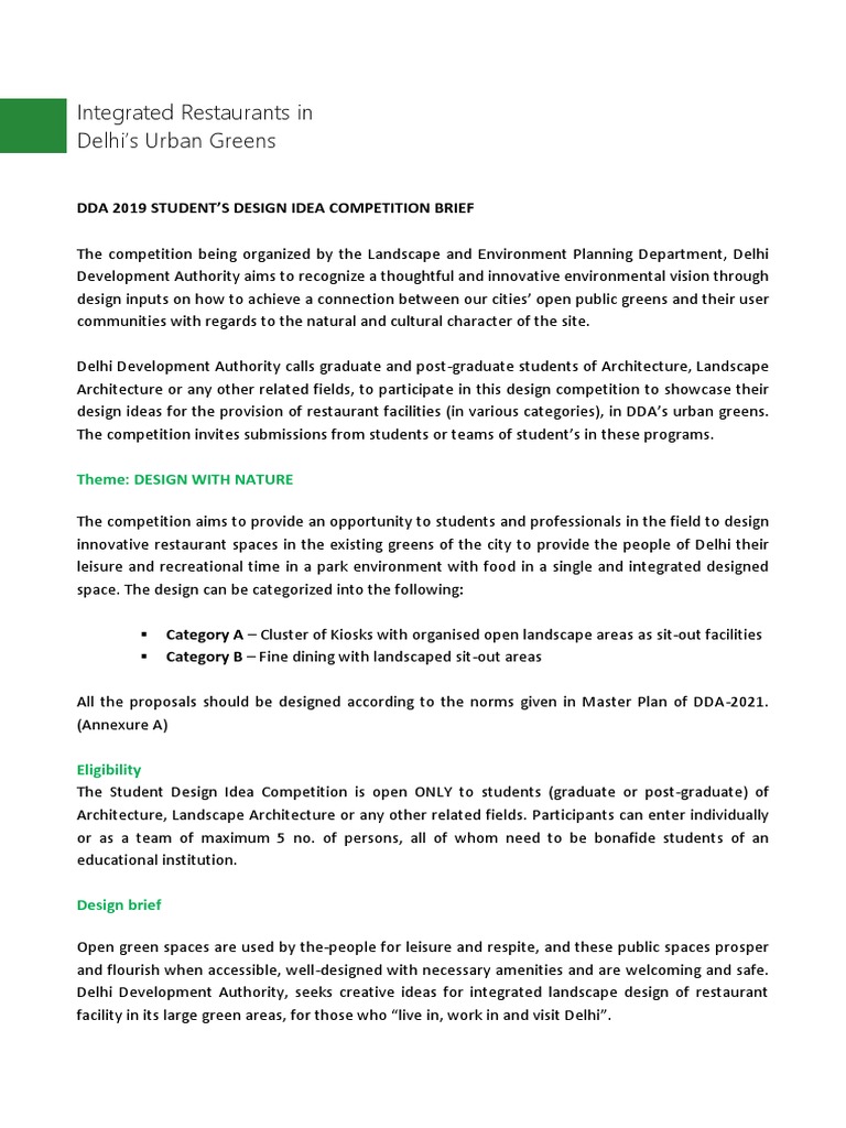Restaurant Competition Brief020720193 | PDF | Landscape | Parks