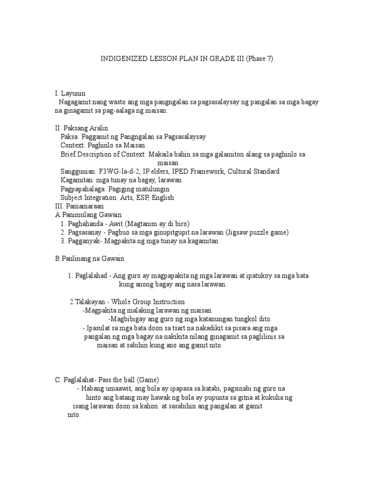 Lesson Plan 1 Tangubanon Iped | PDF