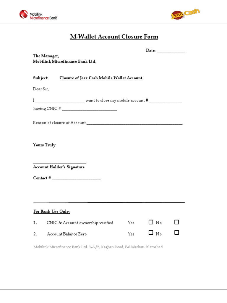 Customer Account Closure Form | PDF