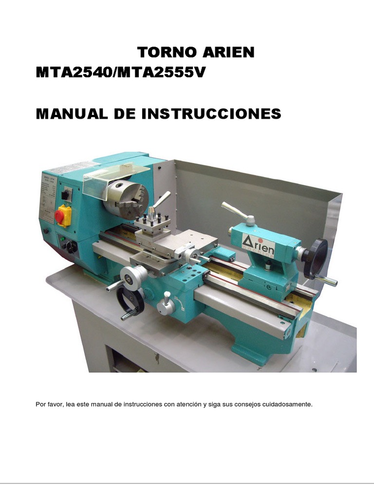 Manual Torno Arien PDF | PDF | Hogar, jardinería y bricolaje | Tecnología