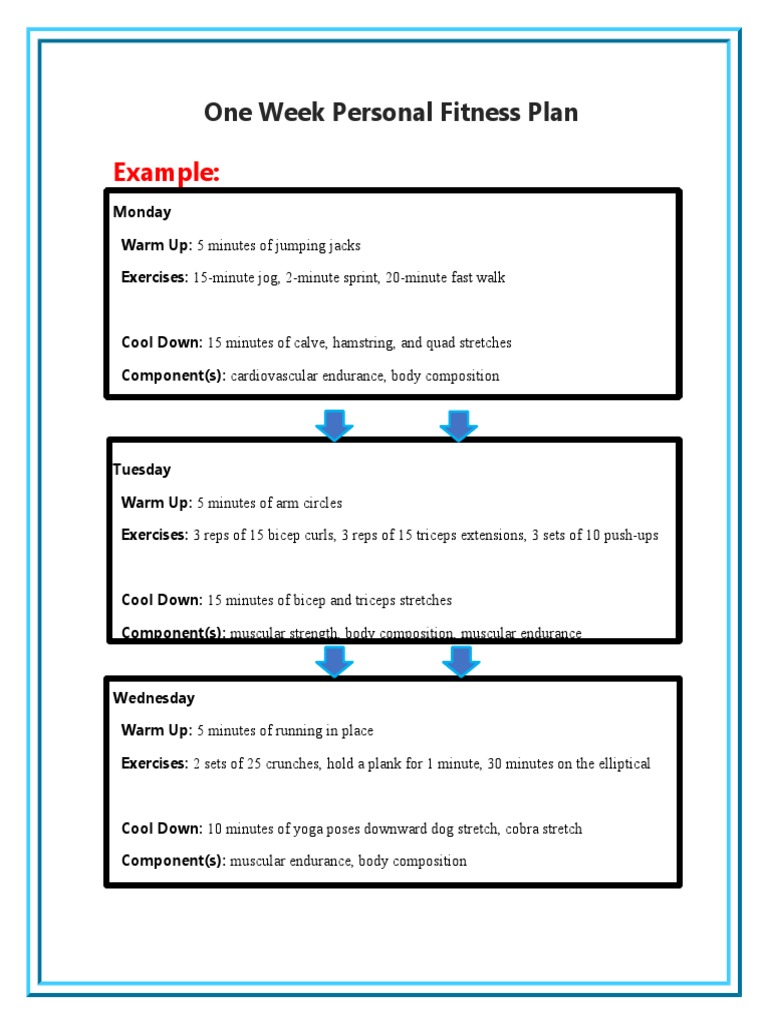 Example:: One Week Personal Fitness Plan | PDF