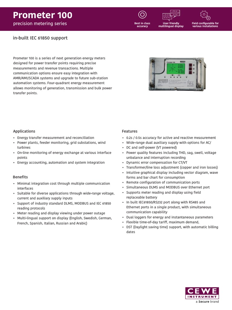 Prometer-100 Wall and Rack | PDF | Power Supply | Electrical Substation
