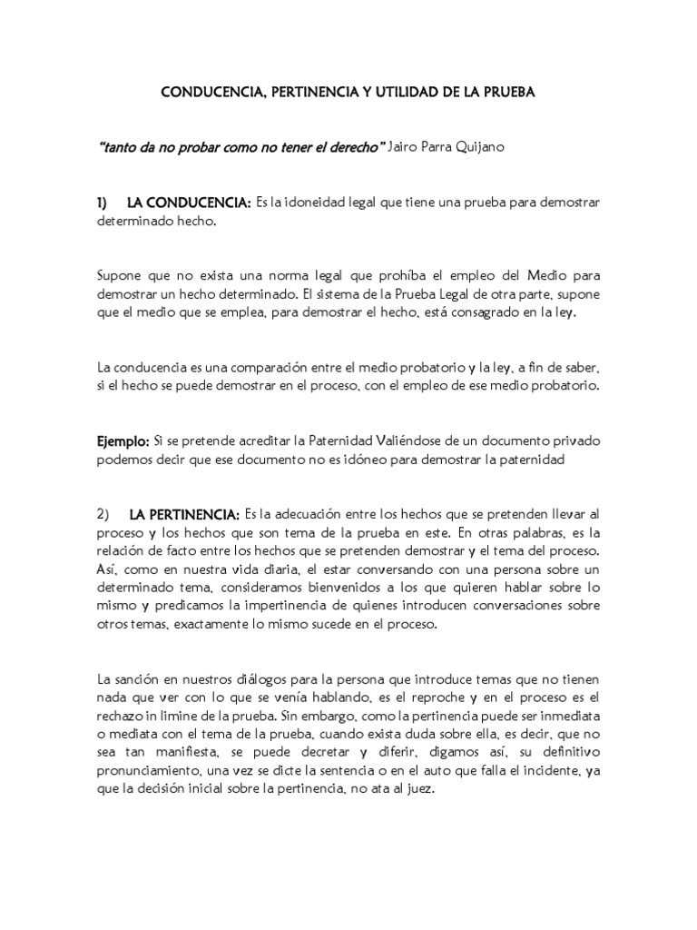 Conducencia, Pertinencia y Utilidad de La Prueba | PDF | Res Judicata ...