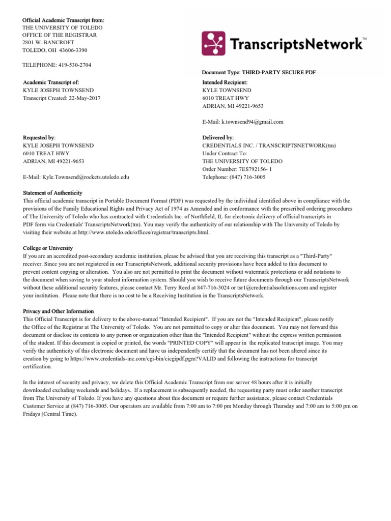 Ut Transcripts | PDF | Educational Stages | Academia