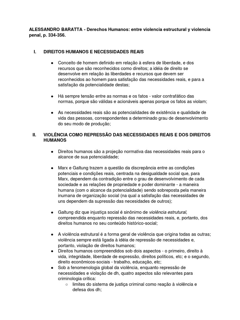 ALESSANDRO BARATTA, Derechos Humanos - Entre Violencia Estructural y ...