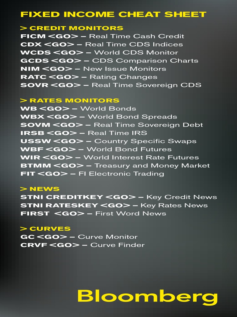 Fixed Income Cheat Sheet | PDF | Fixed Income | Bonds (Finance)