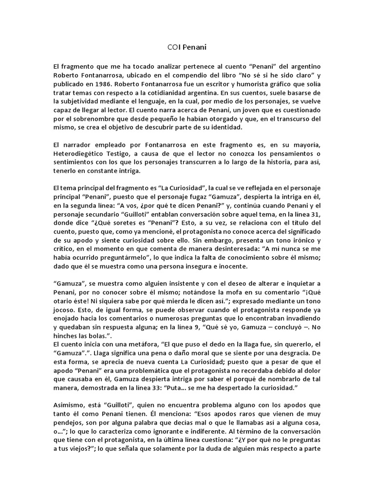 COI Penani | PDF | Cuentos | Narración