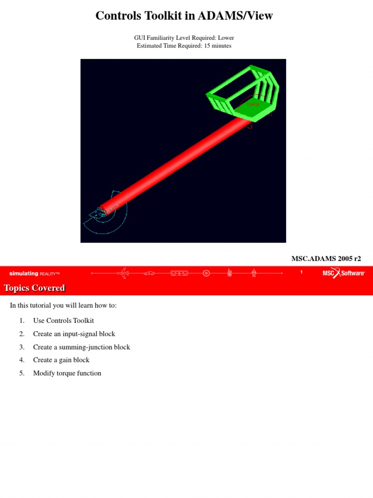 Controls Toolkit Tutorial in ADAMS/View | PDF | Button (Computing) | Torque