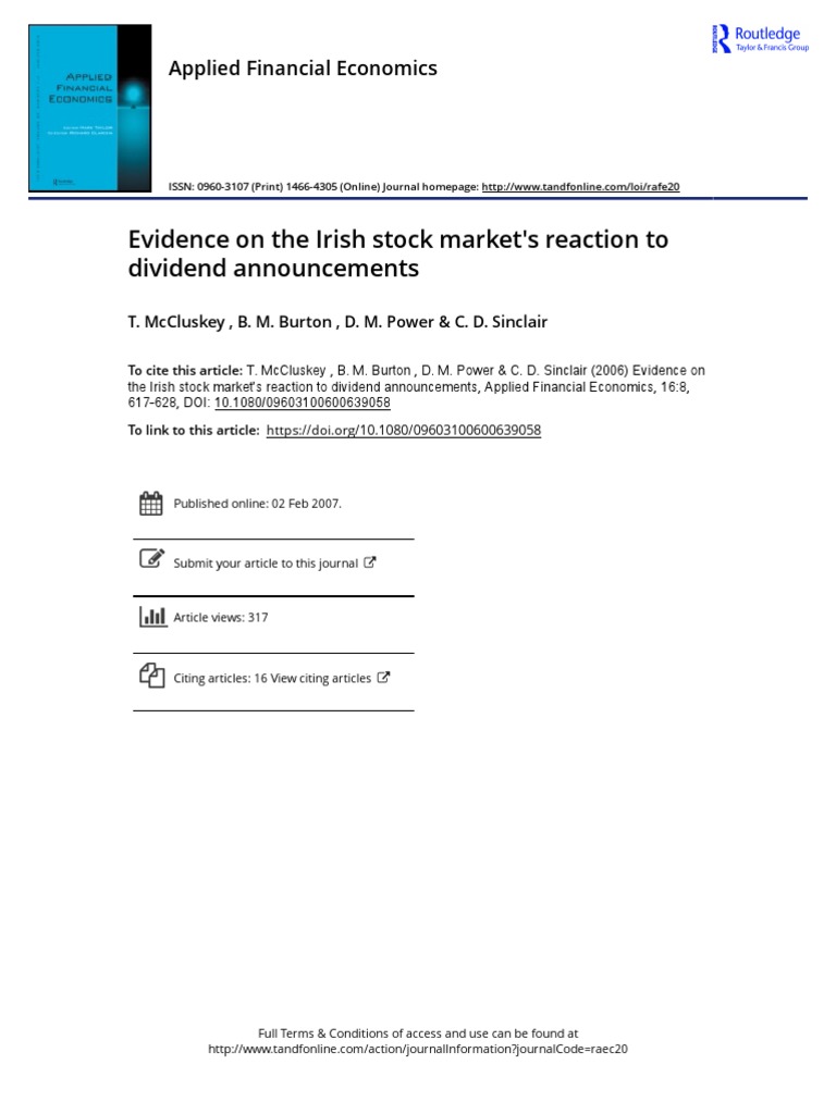 Evidence On The Irish Stock Market S Reaction To Dividend Announcements ...