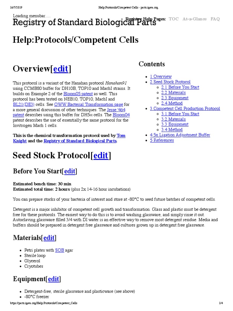 Help - Protocols - Competent Cells | PDF | Cell Culture ...