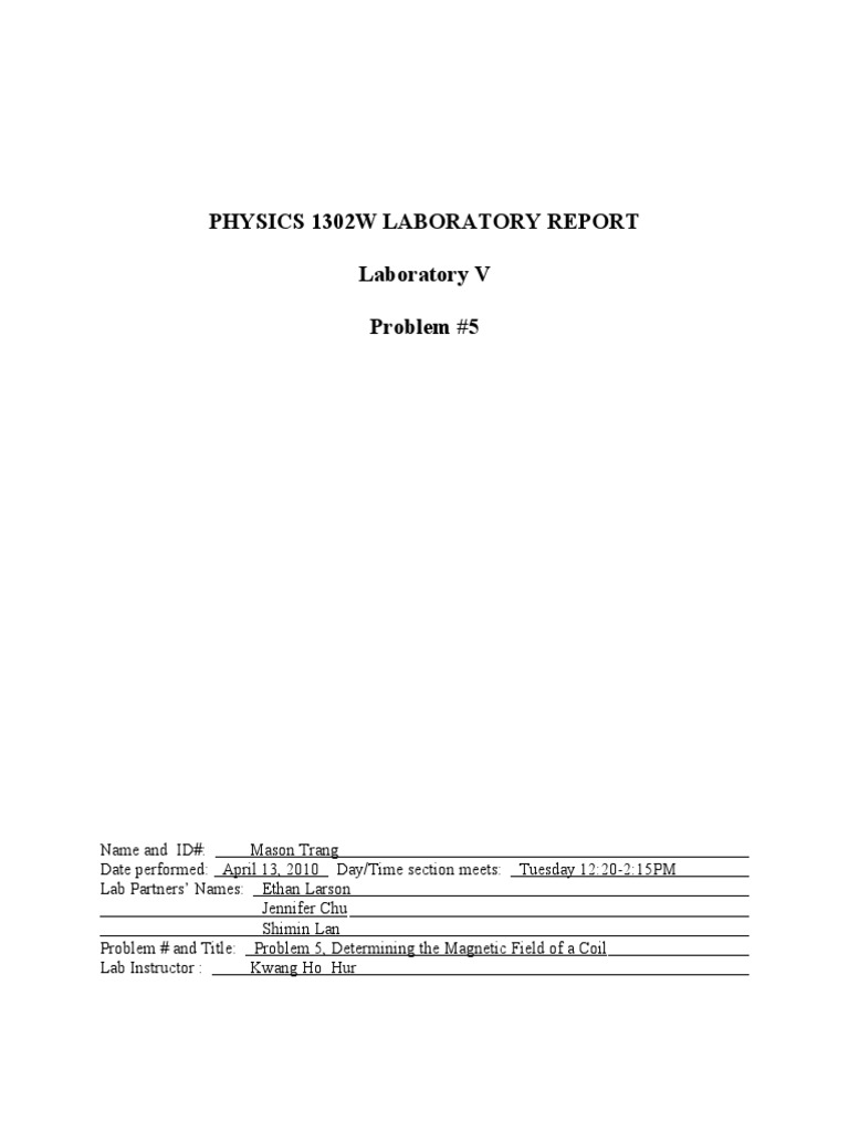 Lab Phys2 - 4 | PDF | Magnetic Field | Teaching Mathematics